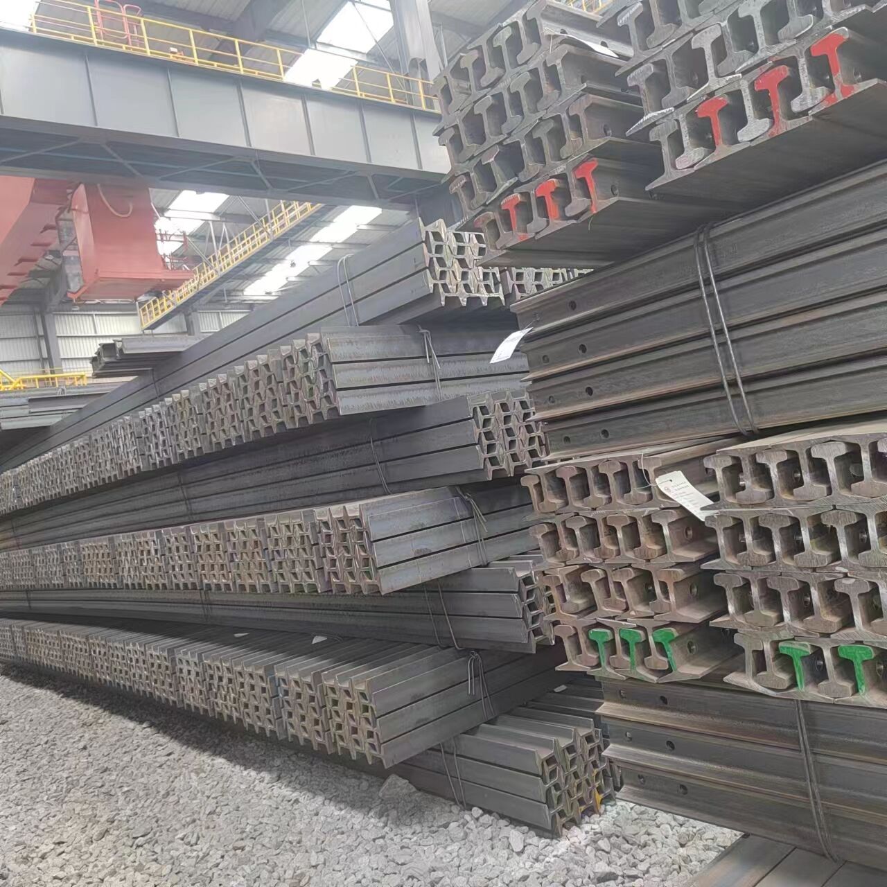 Railway steel light rail tracks