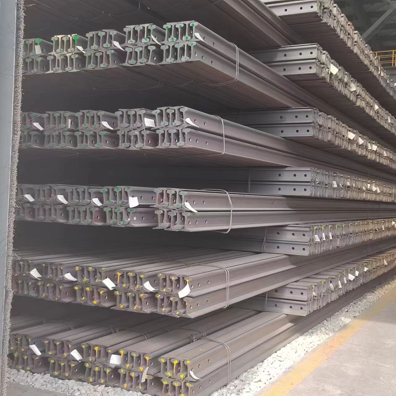 Railway steel light rail tracks