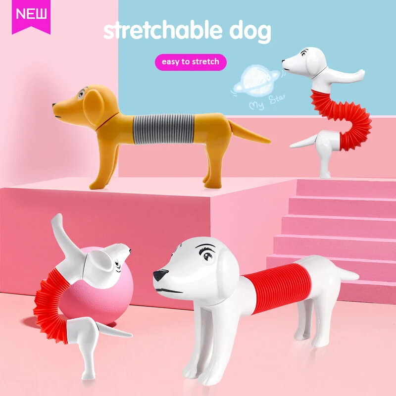 Pop tube for kids sensory spring stretch dog 2 pack flexible sound ...