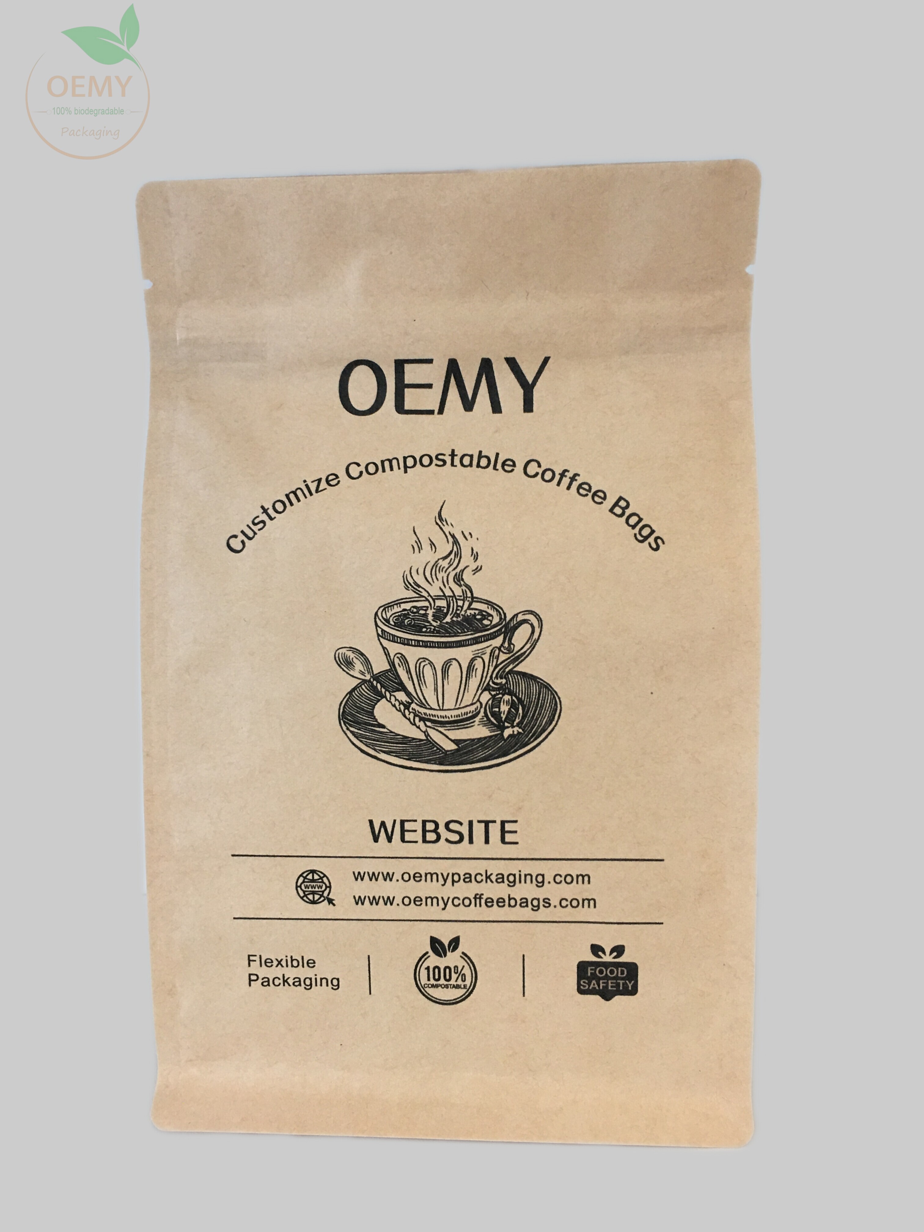 Biodegradable Kraft Paper Coffee Bag with Air Valve | OEMY